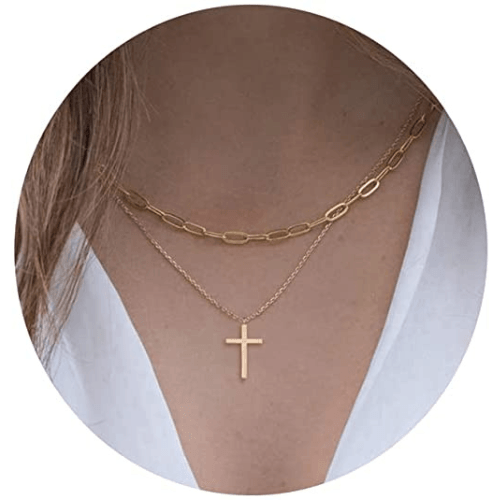 Paperclip Necklace ZZ ZINFANDEL Chunky Layered CZ Cross Necklace For ...